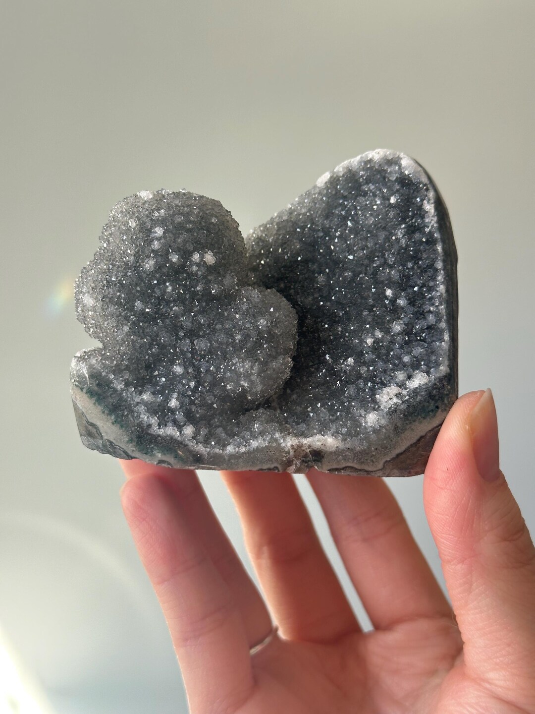 Funky Grey Rainbow Amethyst Cut Base | Natural Crystal Display | Subtle ...