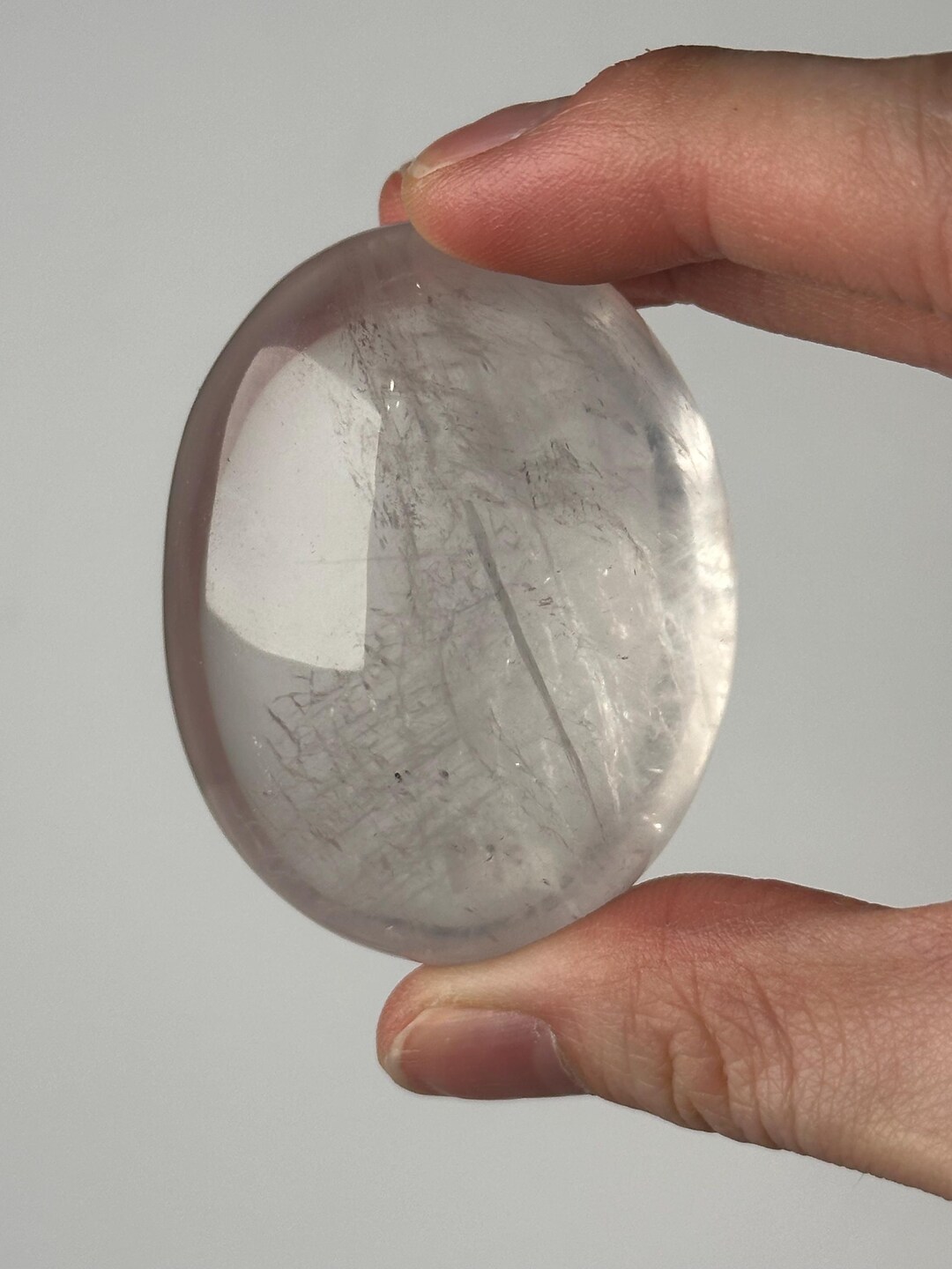 HQ Rose Girasol Quartz Palm Stone With Asterism Star | Natural Pink ...
