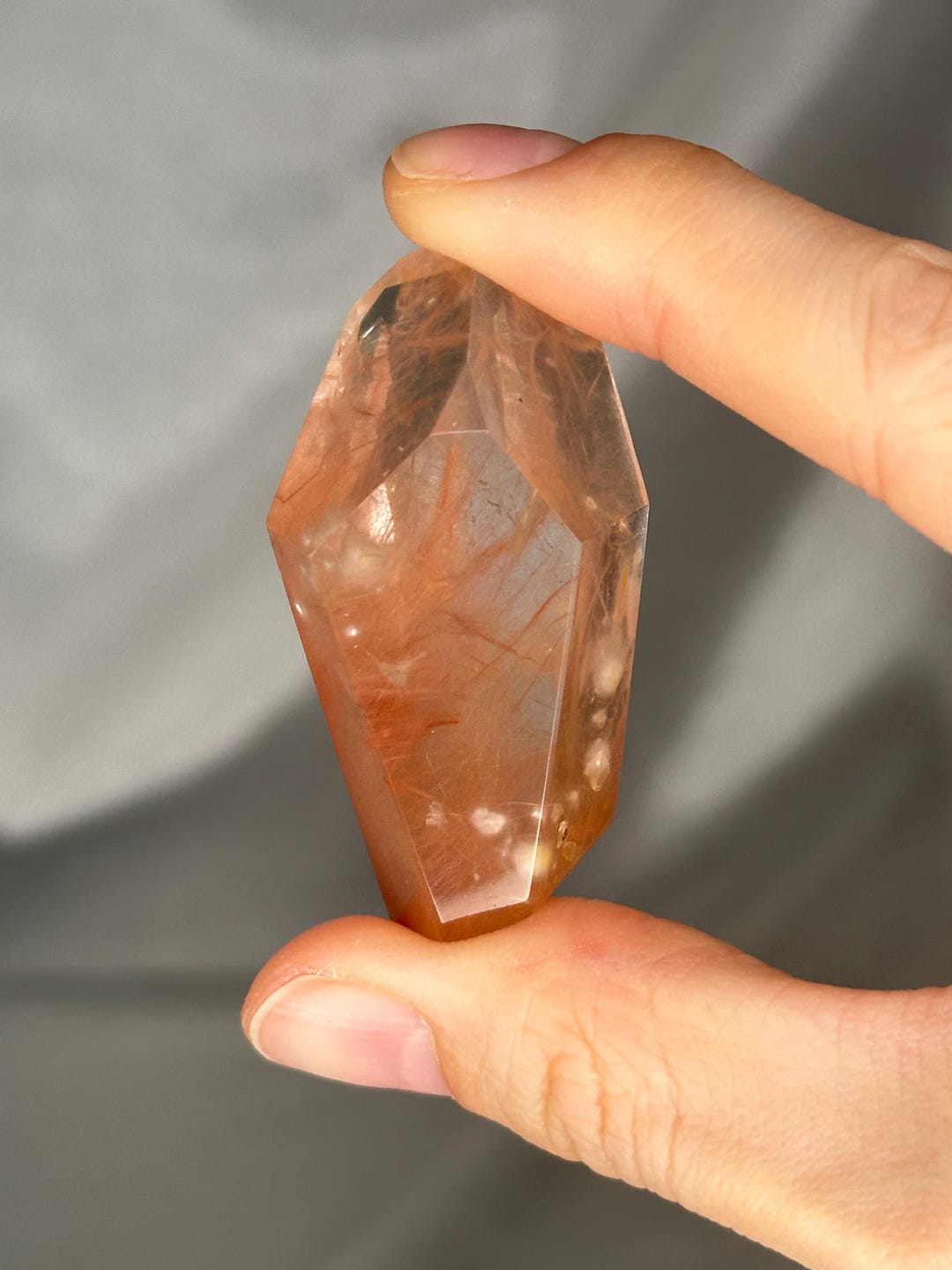 Peach Amphibole Freeform | Natural Amphibole Quartz With Cotton Ball ...