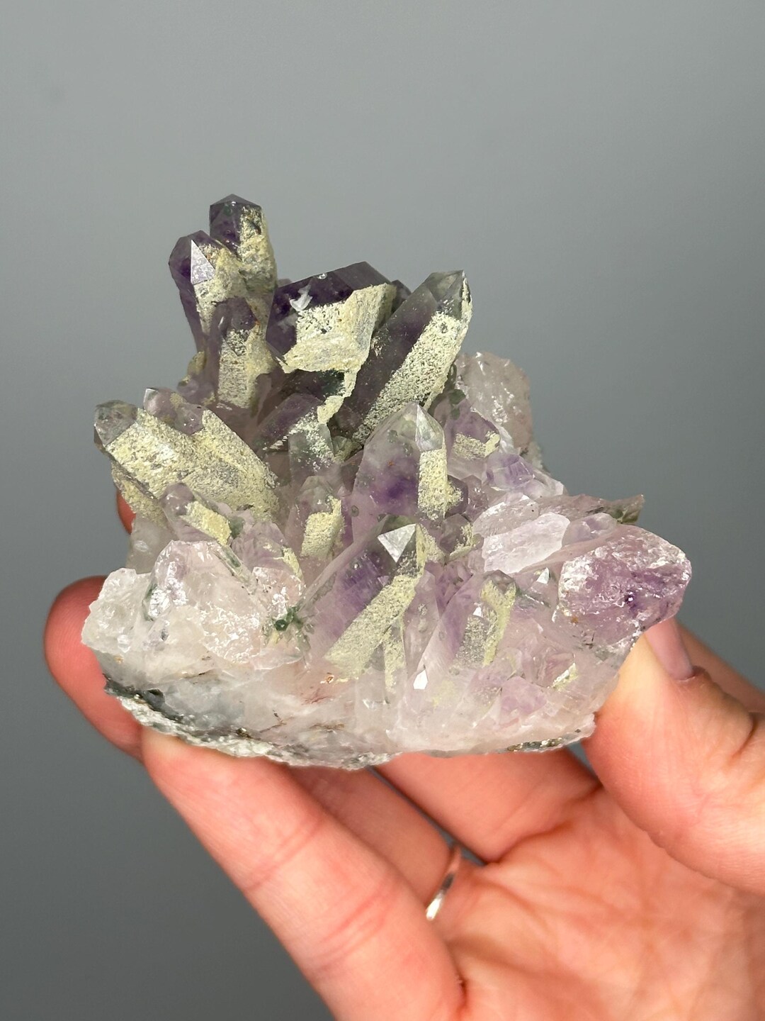 Phantom Amethyst With Chlorite | Bulgaria Crystal Cluster for Intuition ...