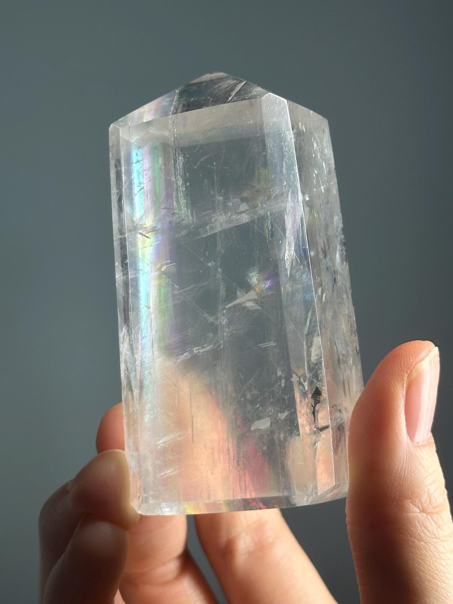 Optical Calcite Tower | Natural Clear Calcite Crystal Point | Polished ...