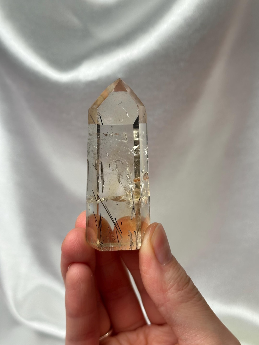 RARE Rutile Citrine Tower | Polished Citrine Quartz Point With Needle ...