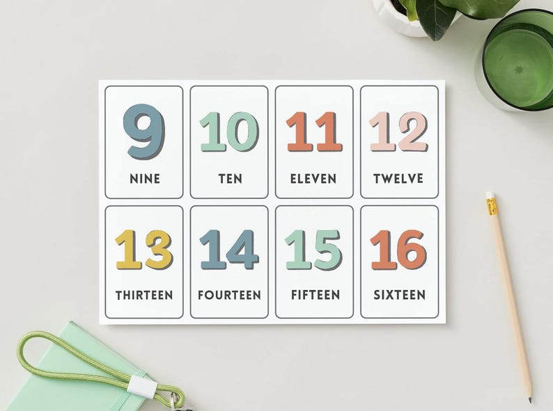 English Number Flashcards 1-20 | Printable Counting Cards for Kids ...