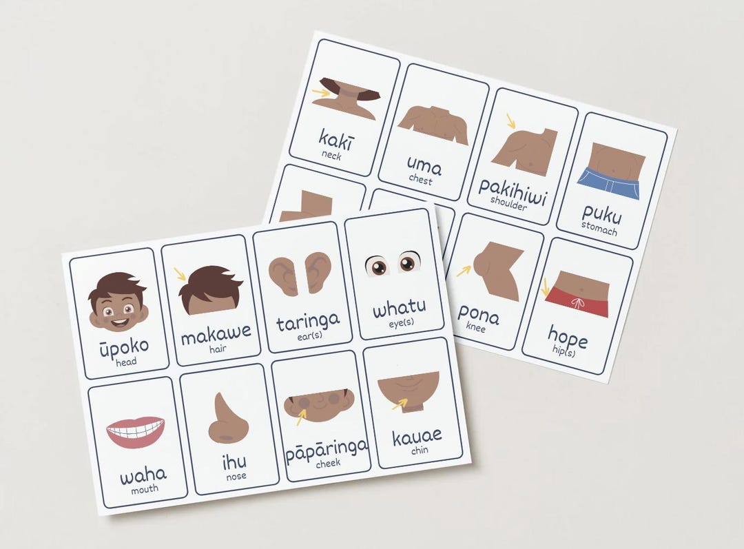 Te Reo Māori Body Parts Flashcards | Learning Māori | Printable ...