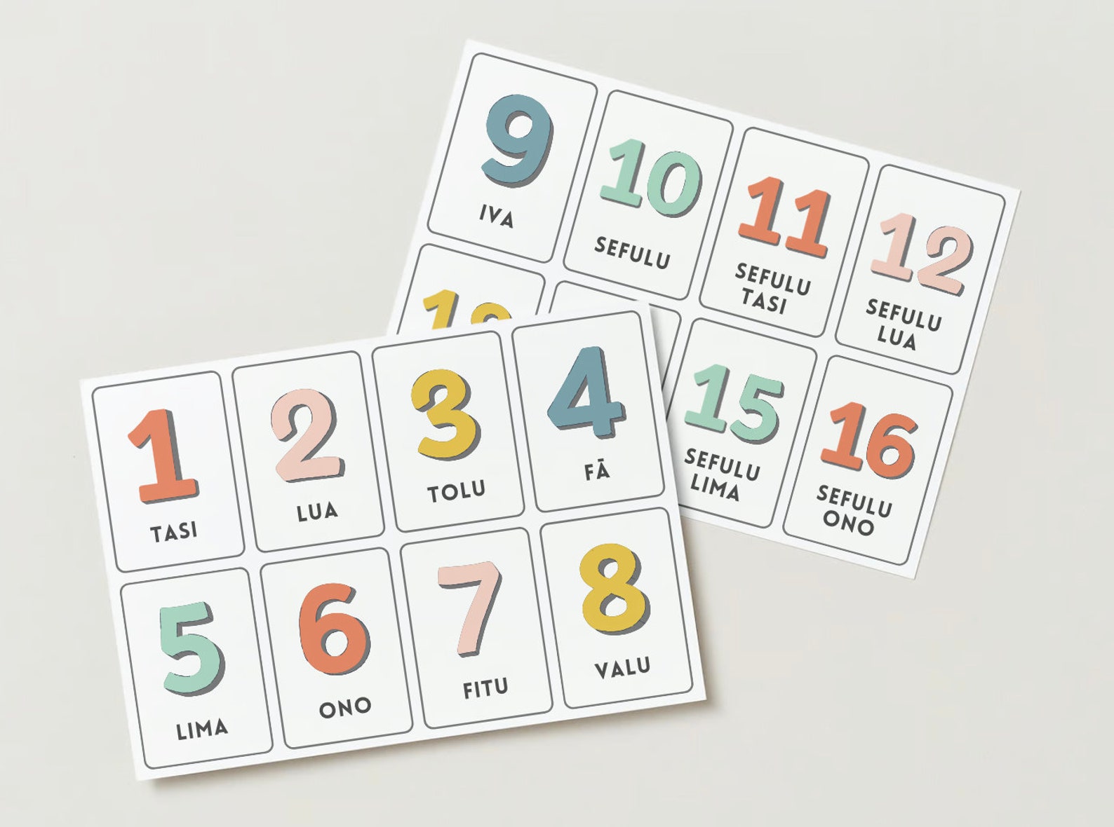 Samoan Numbers 1-20 Flashcard | Learning Samoan | Counting Cards ...