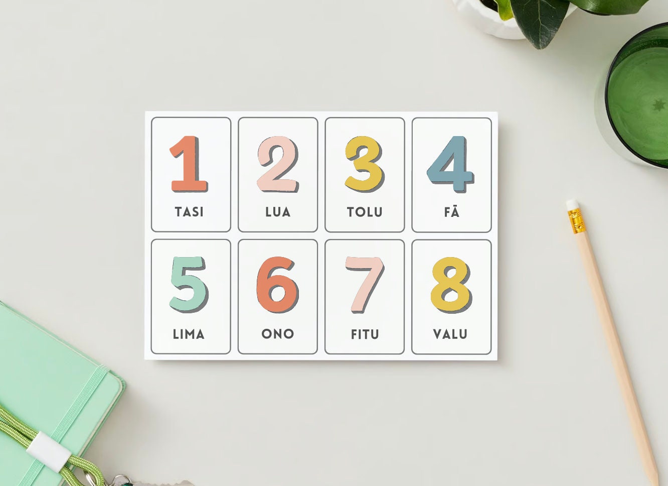 Samoan Numbers 1-20 Flashcard | Learning Samoan | Counting Cards ...