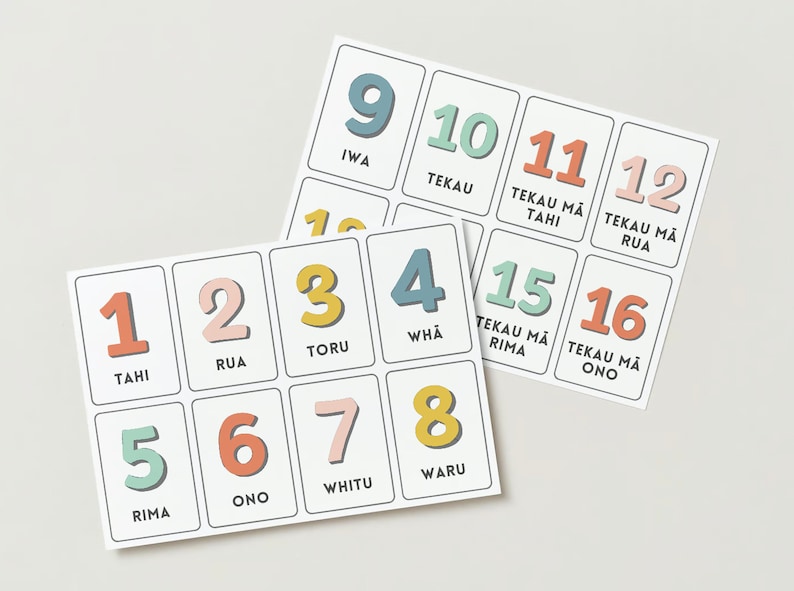 Te Reo Māori Number Flashcards 1-20 - Counting Cards - Printable Number ...