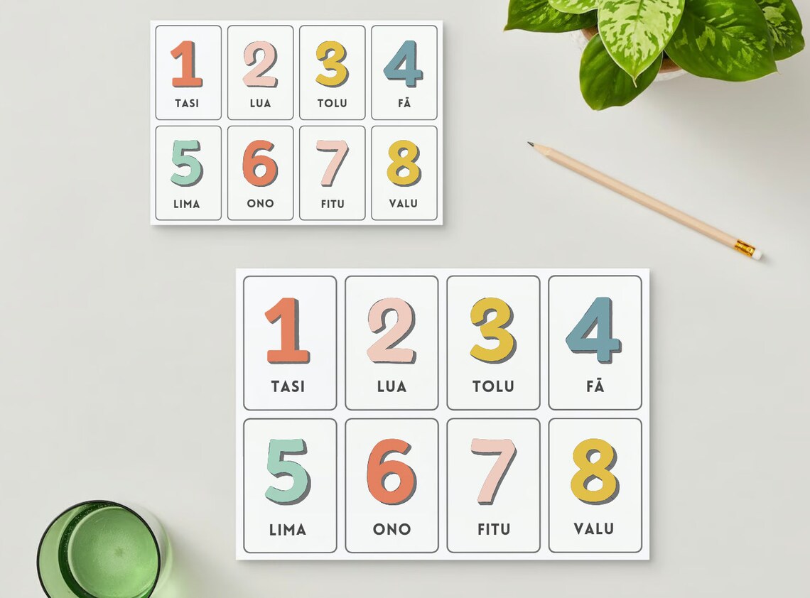 Samoan Numbers 1-20 Flashcard | Learning Samoan | Counting Cards ...