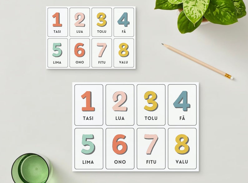 Samoan Numbers 1-20 Flashcard | Learning Samoan | Counting Cards ...