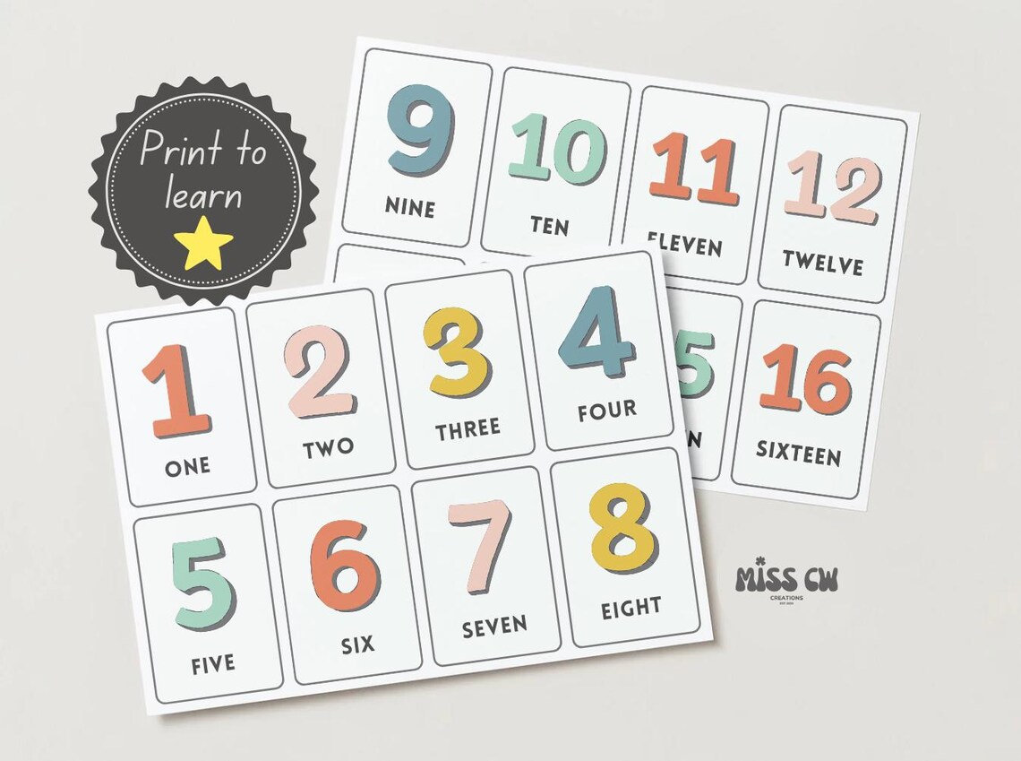 English Number Flashcards 1-20 | Printable Counting Cards for Kids ...