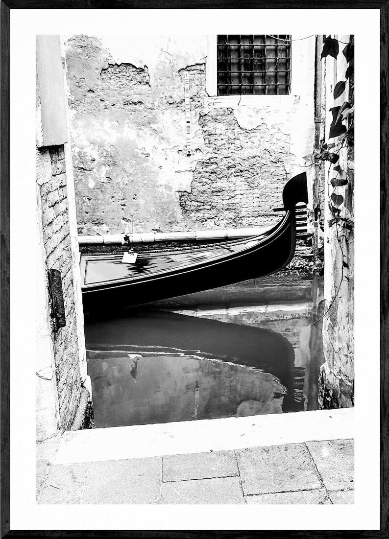 Framed Original Photograph, Gondola & Reflection, Venice, Italy. - Etsy