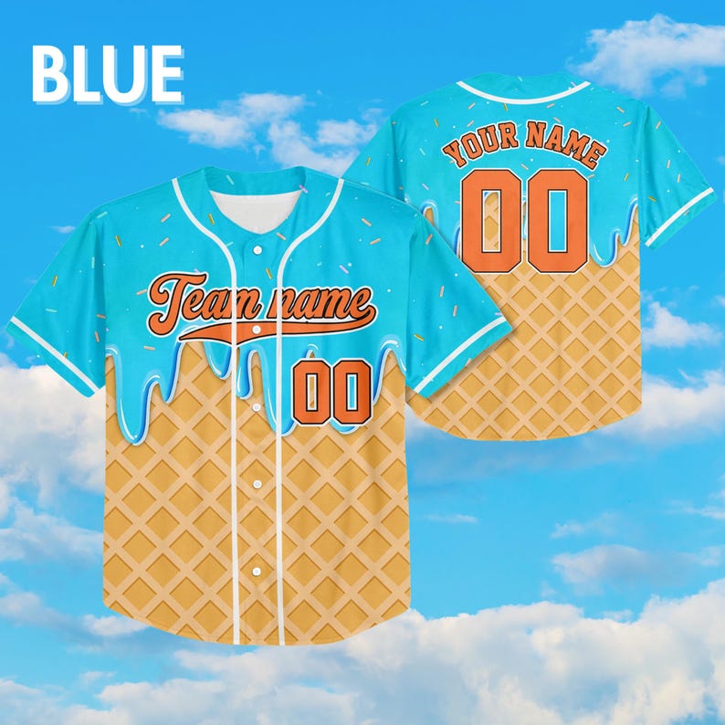 Personalized Team Baseball Jersey Shirt, Baseball Ice Cream Drip Tee ...