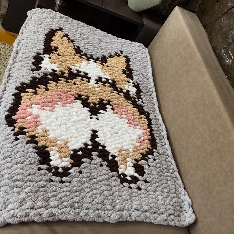 Chunky Corgi Blanket Knitting Pattern: Chenille Finger Knit (PDF ...