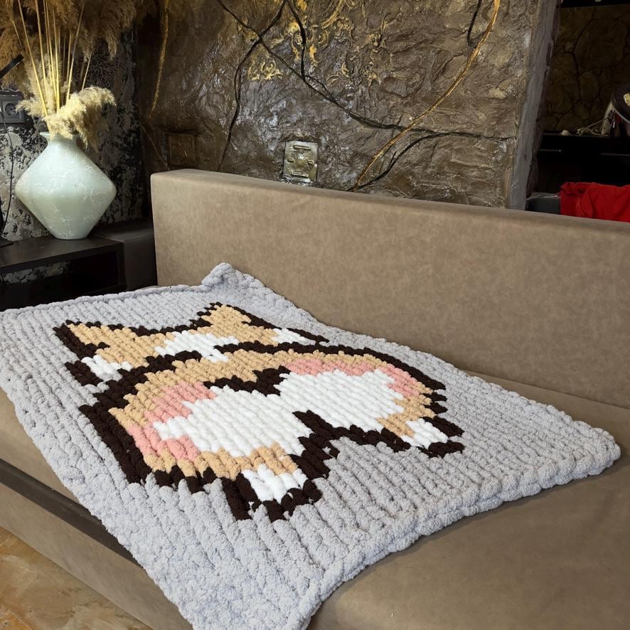 Chunky Corgi Blanket Knitting Pattern: Chenille Finger Knit (PDF ...