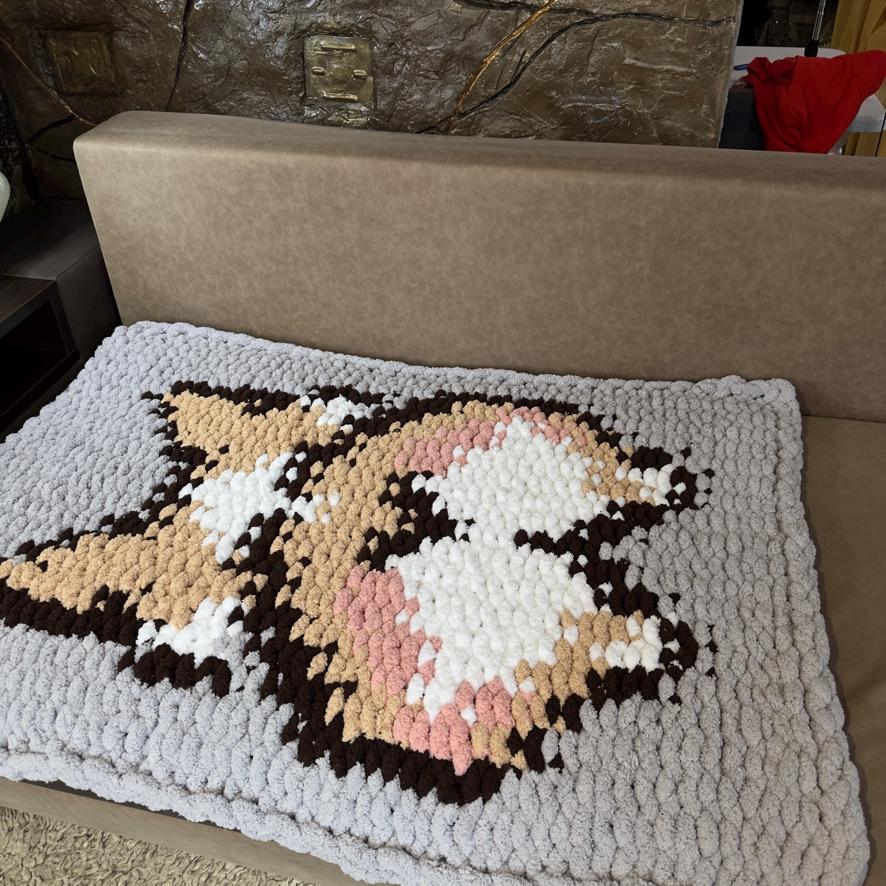Chunky Corgi Blanket Knitting Pattern: Chenille Finger Knit (PDF ...