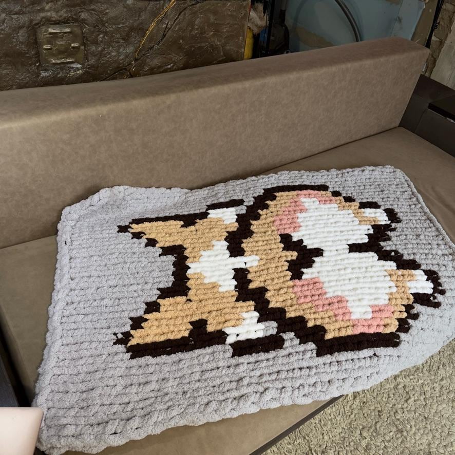 Chunky Corgi Blanket Knitting Pattern: Chenille Finger Knit (PDF ...