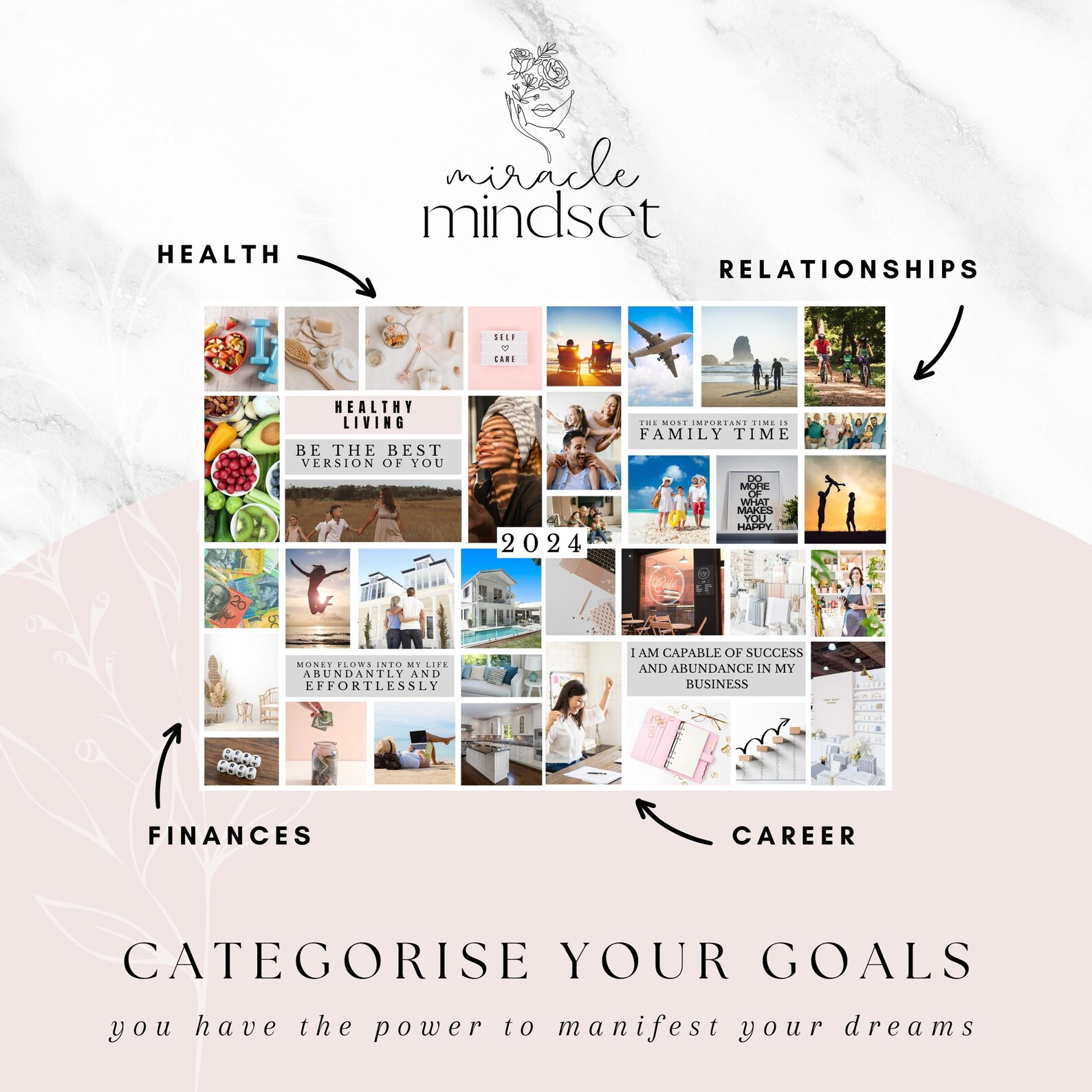 Manifestation Vision Board Mood Board Goal Setting Worksheet Canva ...
