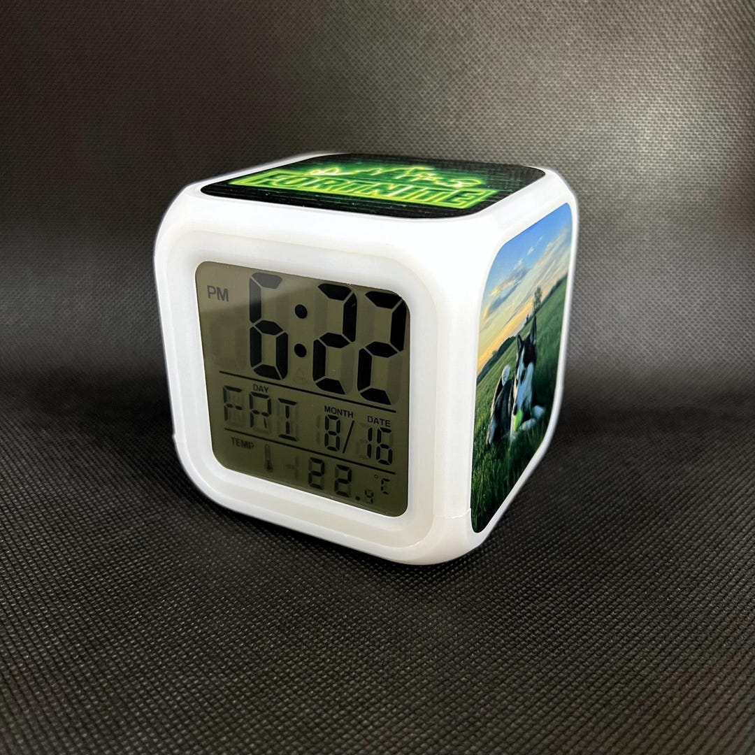 Personalised Digital LED Colour Changing Alarm Clock 3 Custom Photos to ...