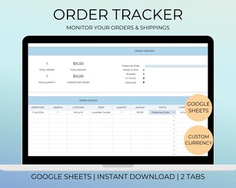 Order Tracker Spreadsheet, Digital Planner, Order Tracker Google Sheets ...