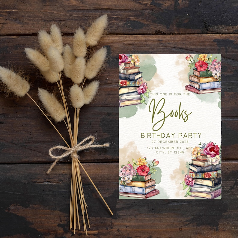 This One is for the Books Birthday Party Invitation | Editable in Canva ...