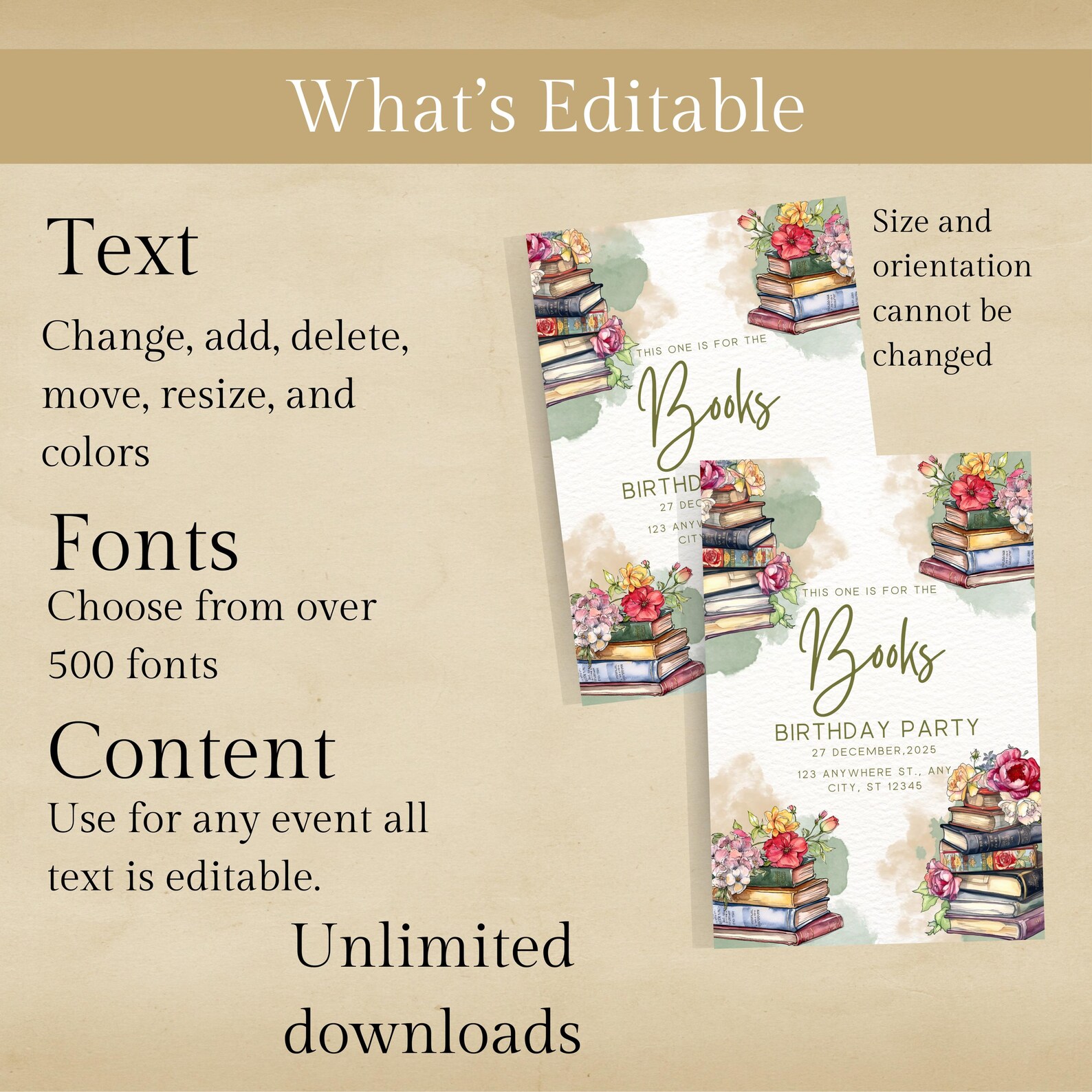 This One is for the Books Birthday Party Invitation | Editable in Canva ...