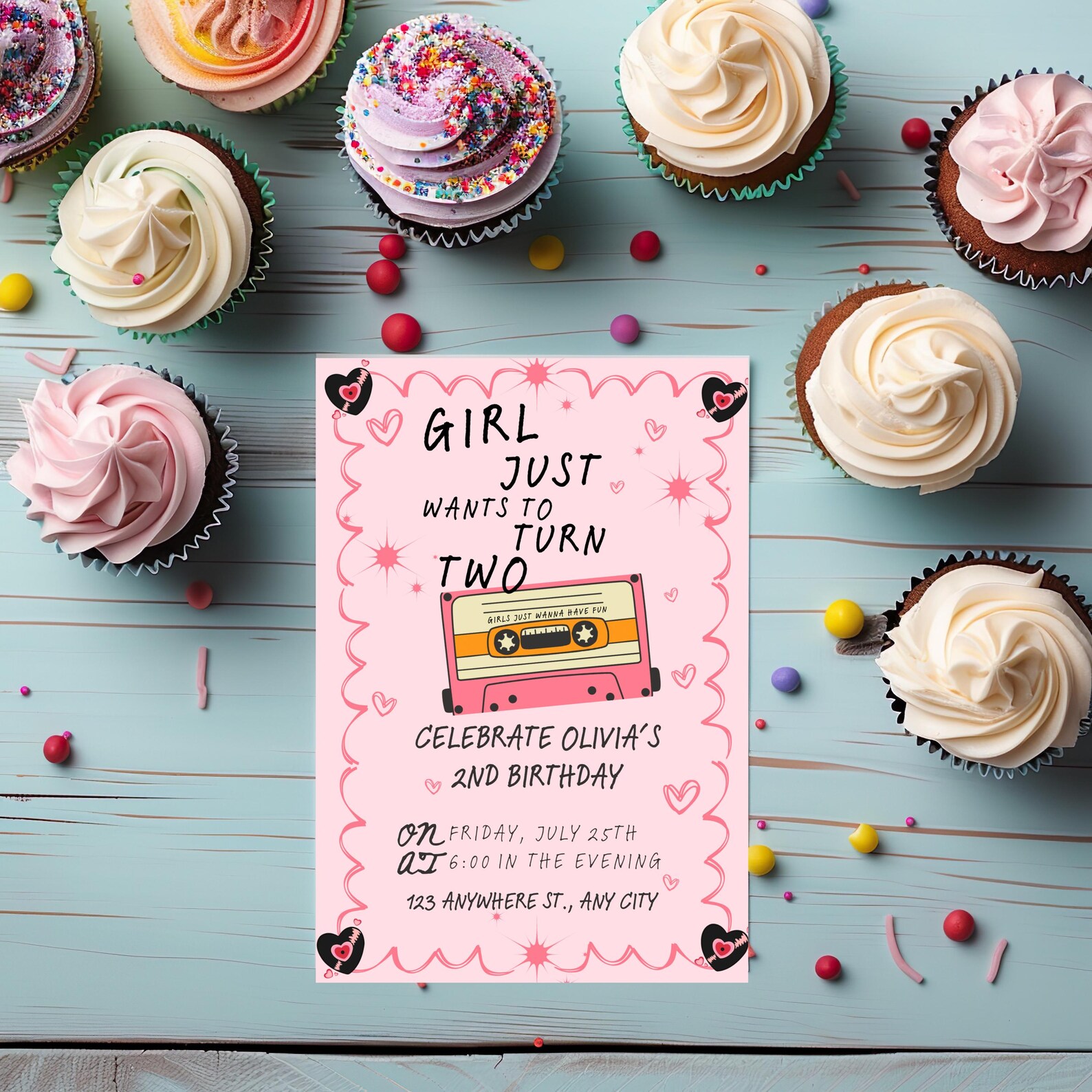Girls Just Wanna Have Fun Birthday Invitation Birthday Party Invitation ...