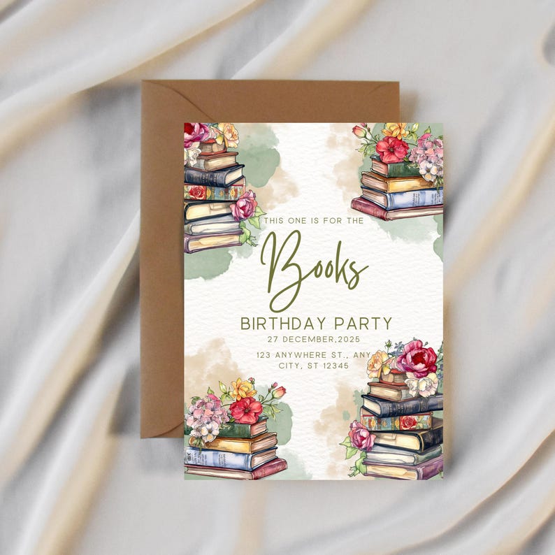 This One is for the Books Birthday Party Invitation | Editable in Canva ...