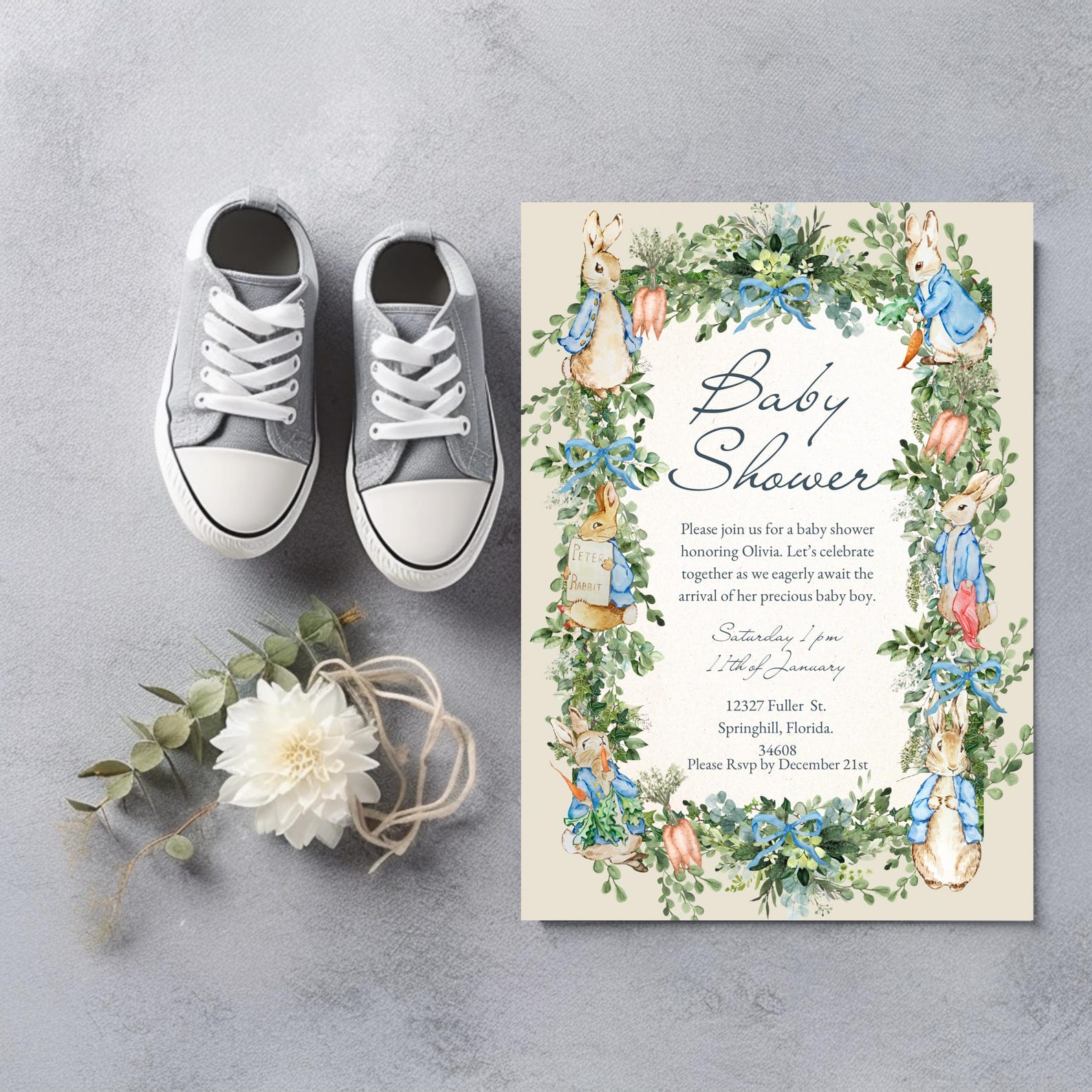Peter Rabbit Baby Shower Invitation, Whimsical Printable Invite ...