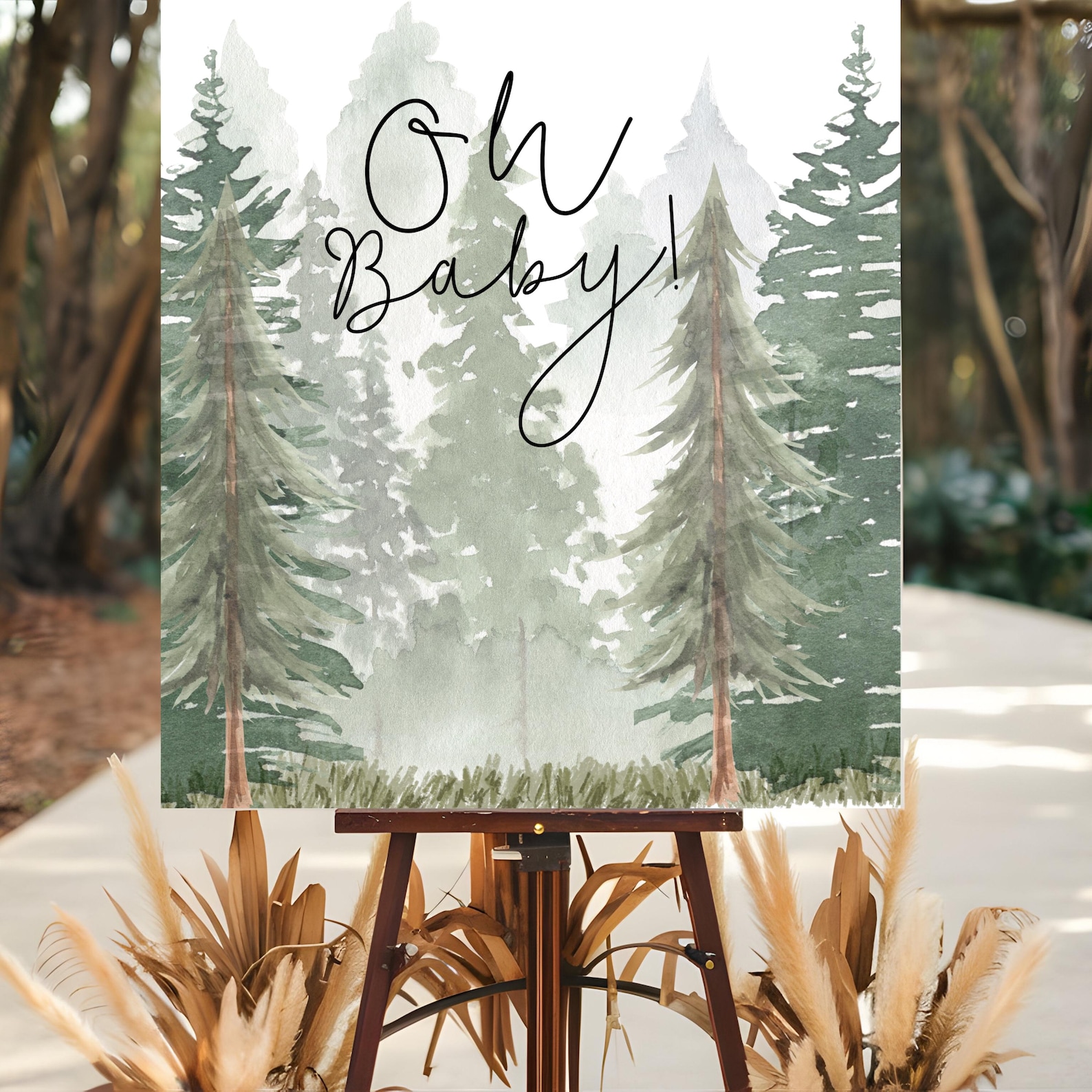 Woodland Baby Shower Background| Forest Animal Theme | Rustic | Neutral ...
