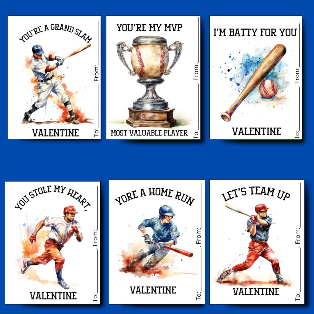 Baseball Valentine Cards Printable, Kids Valentine Exchange Cards ...