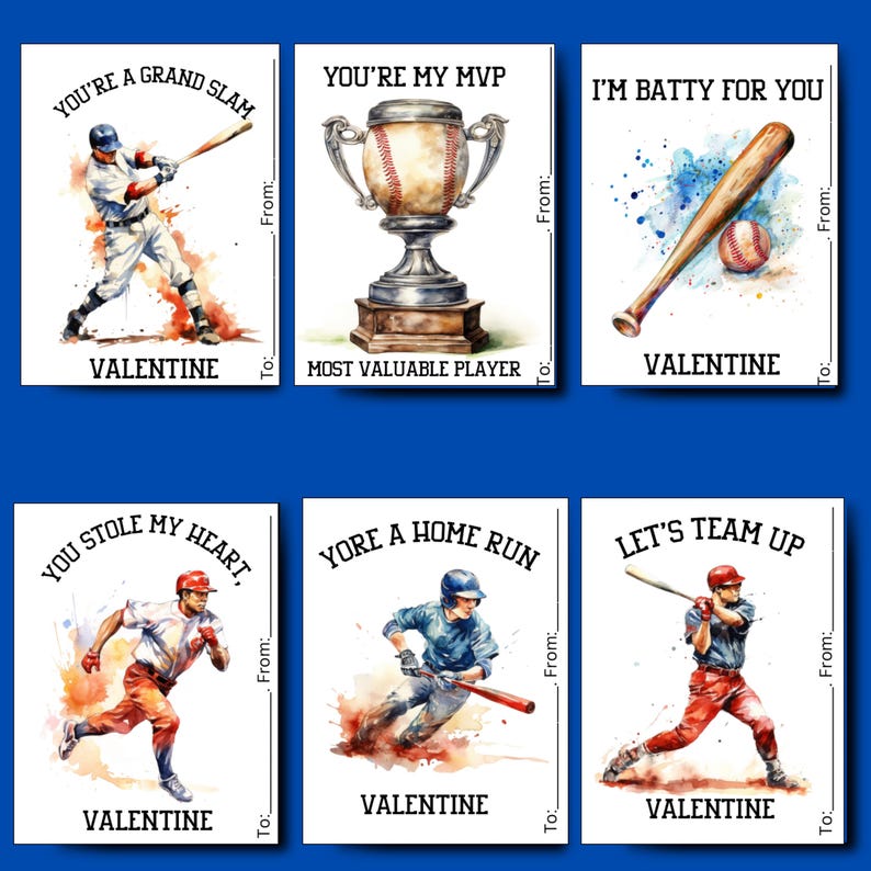 Baseball Valentine Cards Printable, Kids Valentine Exchange Cards ...