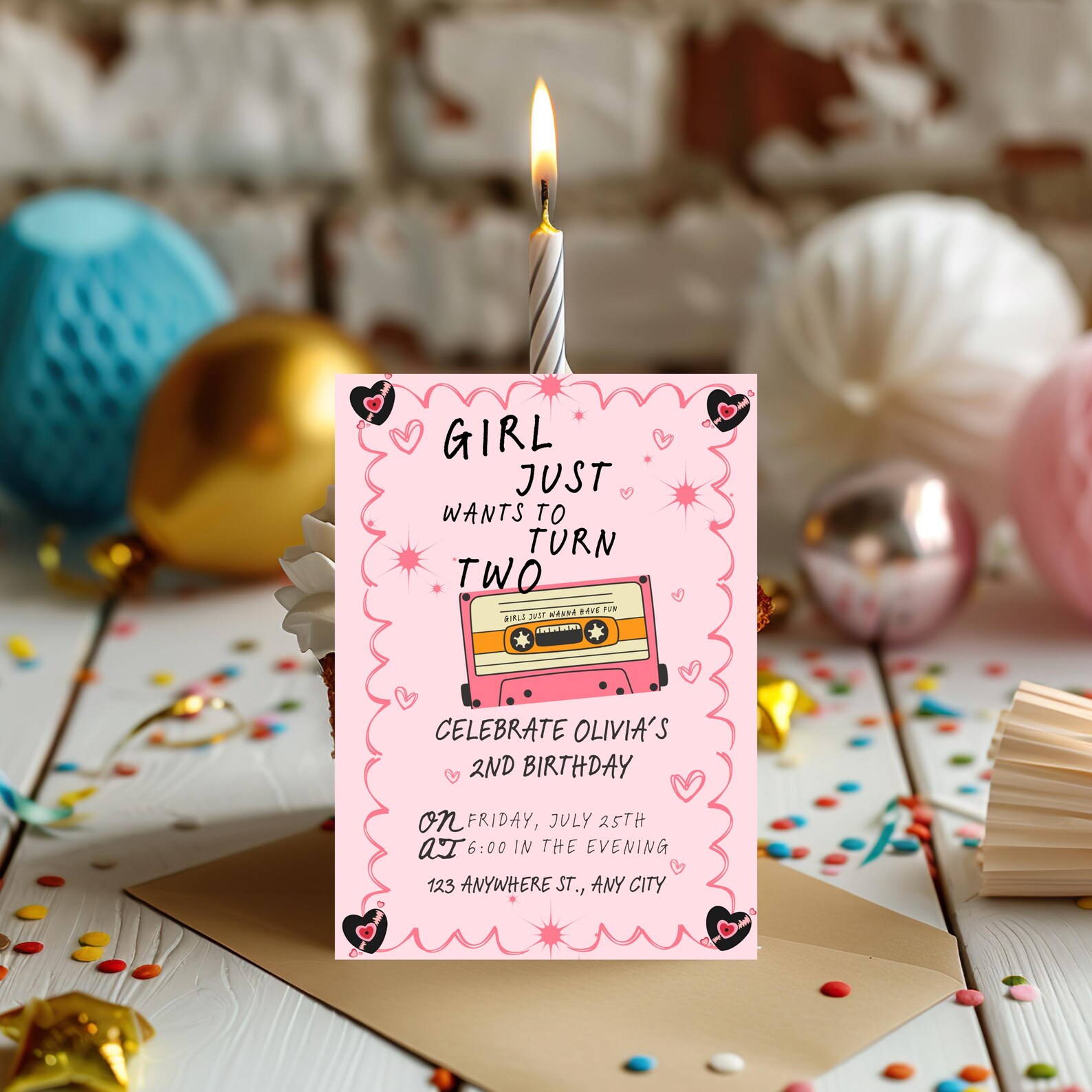 Girls Just Wanna Have Fun Birthday Invitation Birthday Party Invitation ...