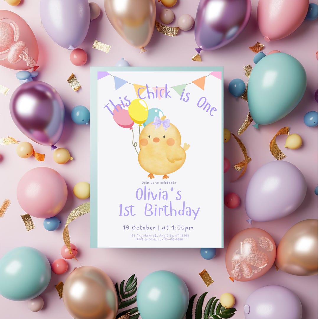 Chick 1st Birthday Invitation – Farm Theme Party (digital Download) - Etsy