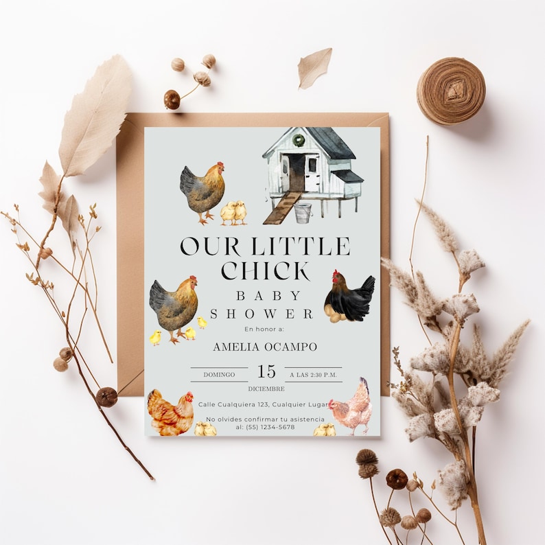 Farm Baby Shower Invitation Chickens and Chicks| Barnyard Theme ...