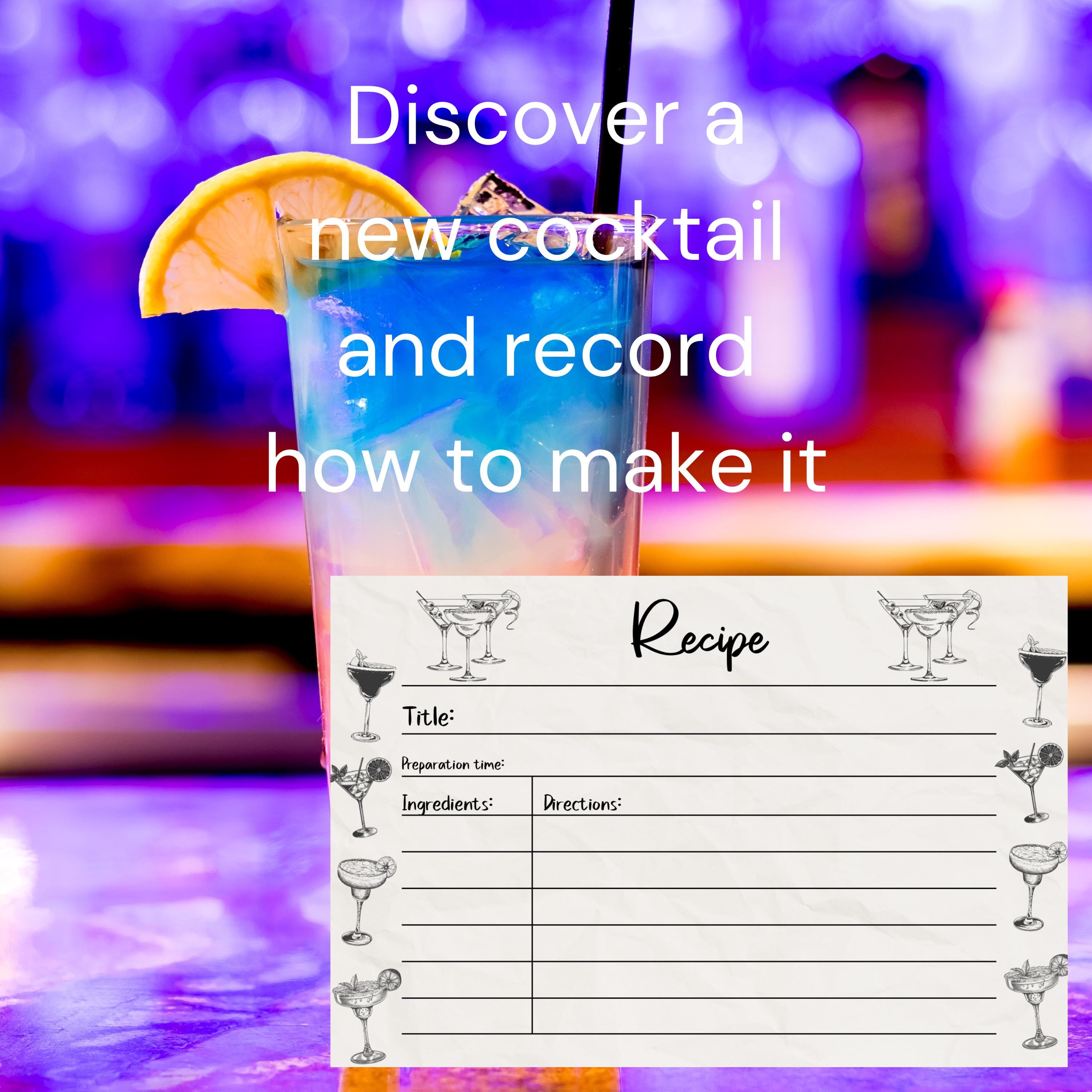 Printable Cocktail Recipe Card Editable Drink Recipe Template - Etsy