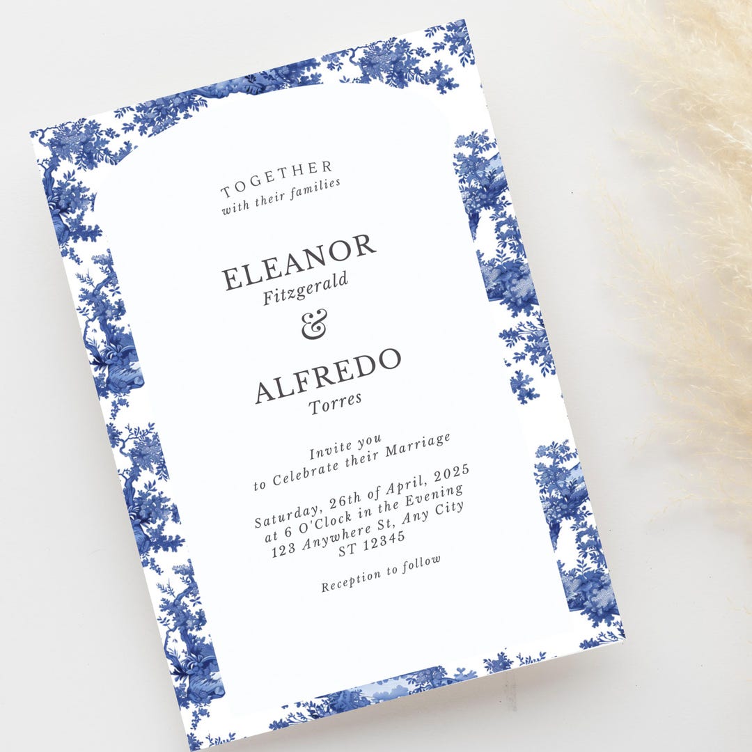 Grandmillennial Wedding Invitation Elegant Floral Canva Template - Etsy