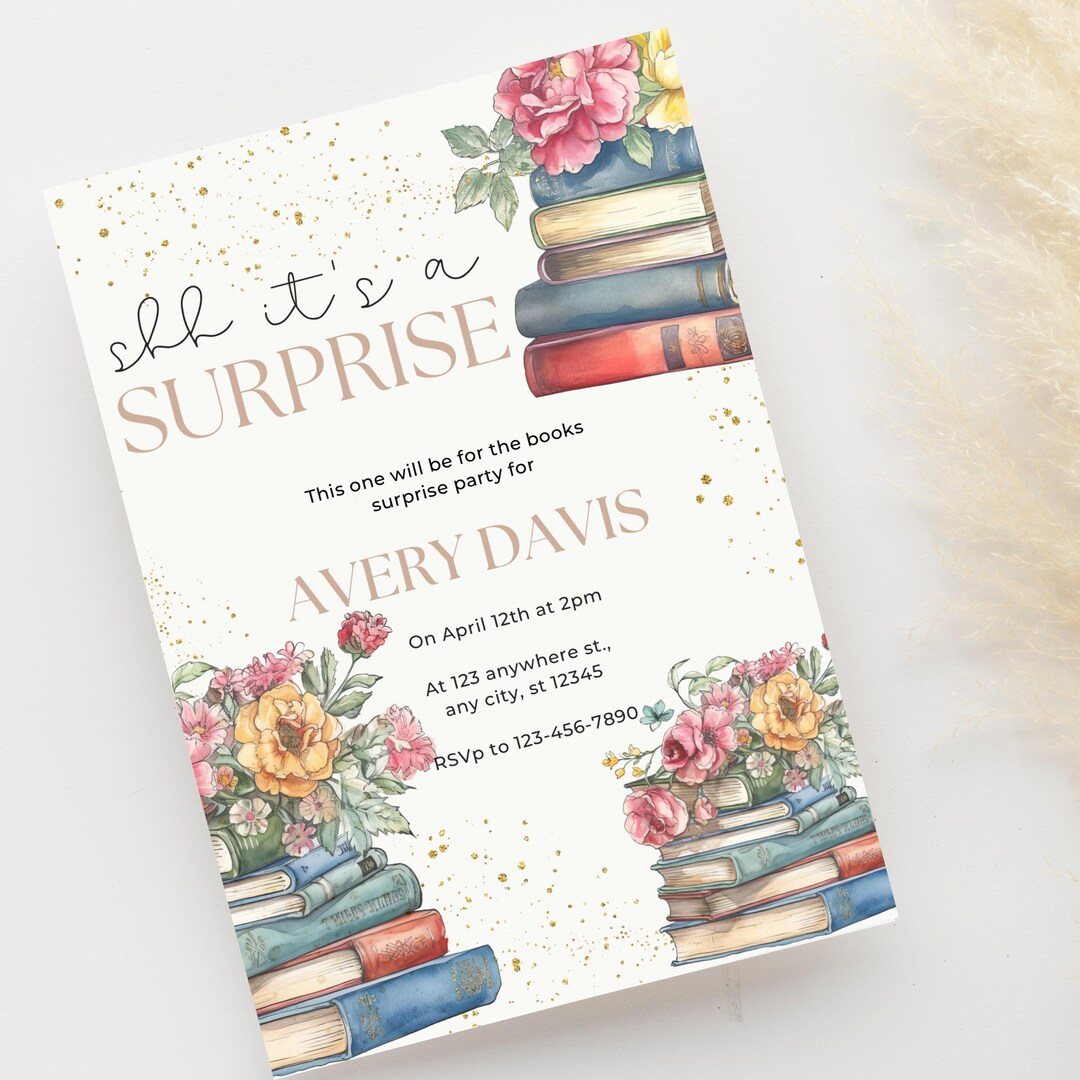 This One is for the Books Birthday Party Invitation | Editable in Canva ...