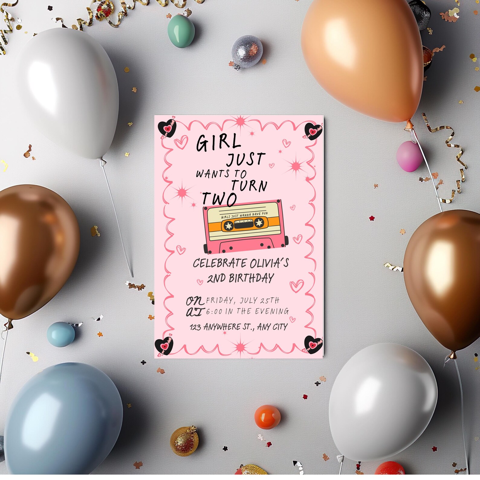 Girls Just Wanna Have Fun Birthday Invitation Birthday Party Invitation ...