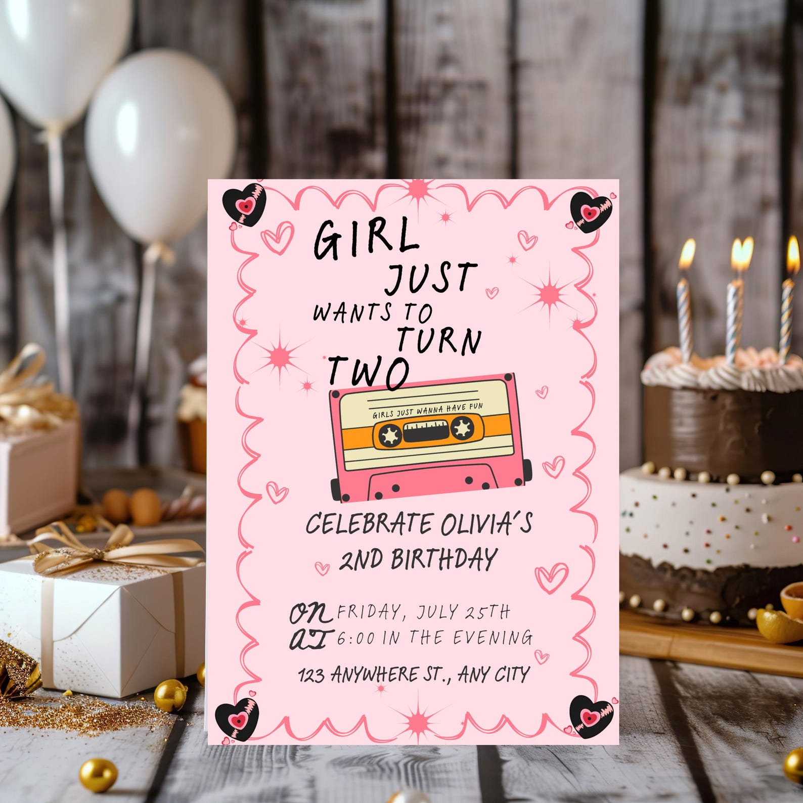 Girls Just Wanna Have Fun Birthday Invitation Birthday Party Invitation ...