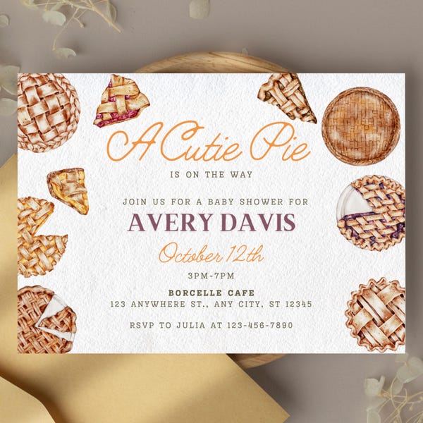 Cutie Pie Baby Shower Invitation Editable in Canva Sweet Fall Pie ...