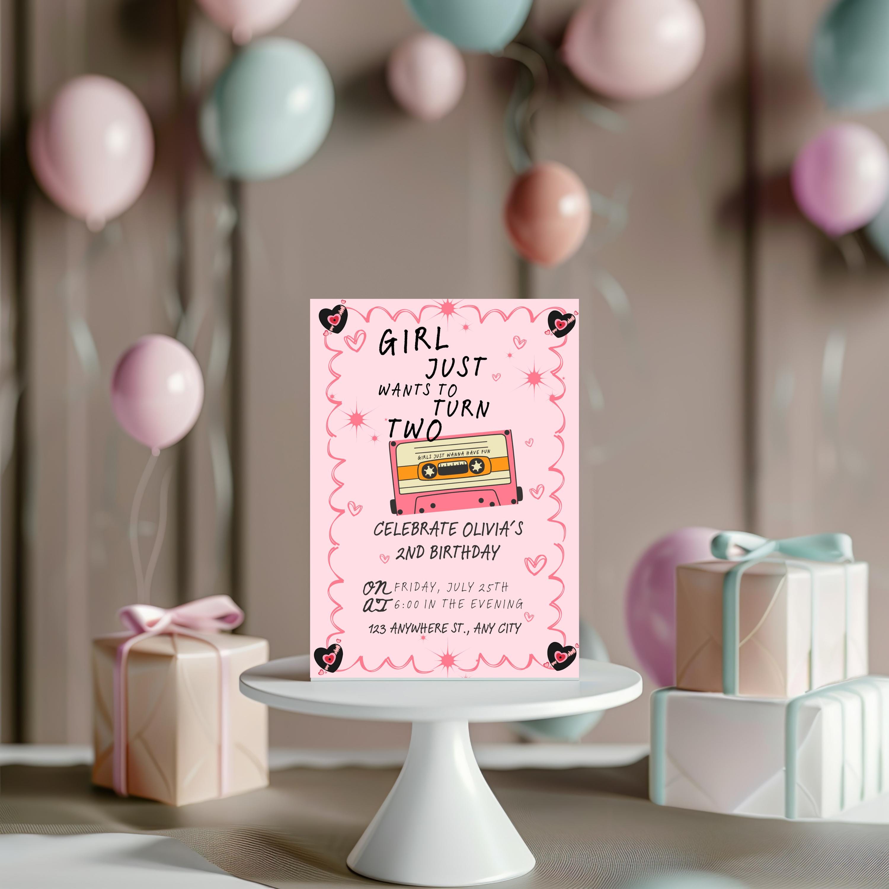 Girls Just Wanna Have Fun Birthday Invitation Birthday Party Invitation ...