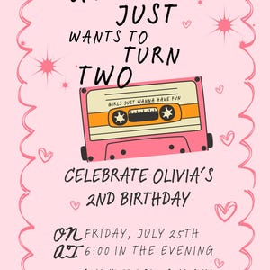 Girls Just Wanna Have Fun Birthday Invitation Birthday Party Invitation ...