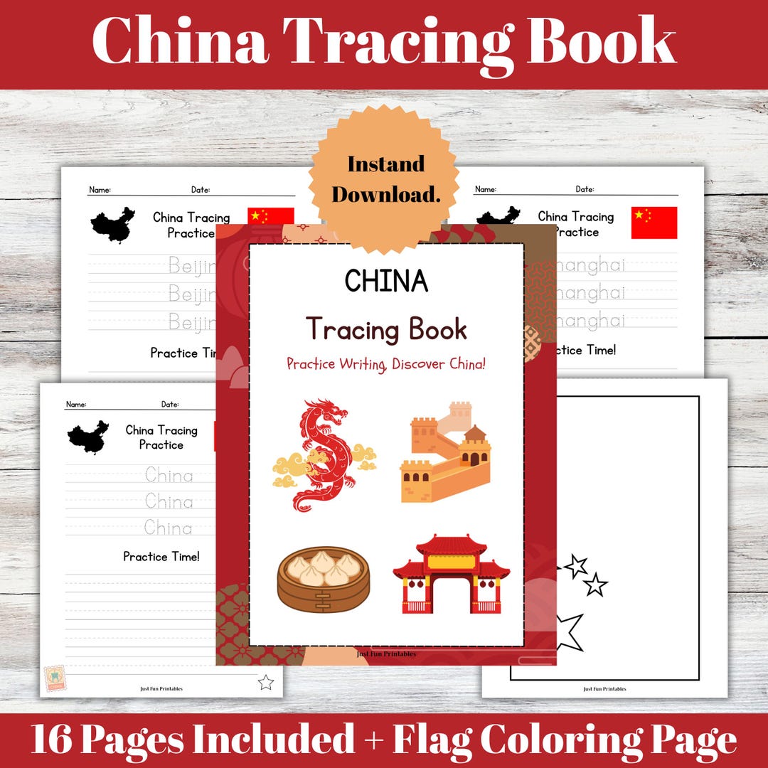 China Tracing Worksheets | Handwriting Practice With Culture, Food ...