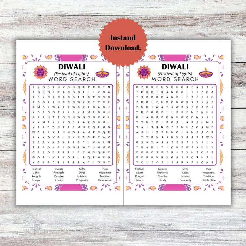 Diwali Word Search – Festival of Lights Activity Worksheet | Cultural ...