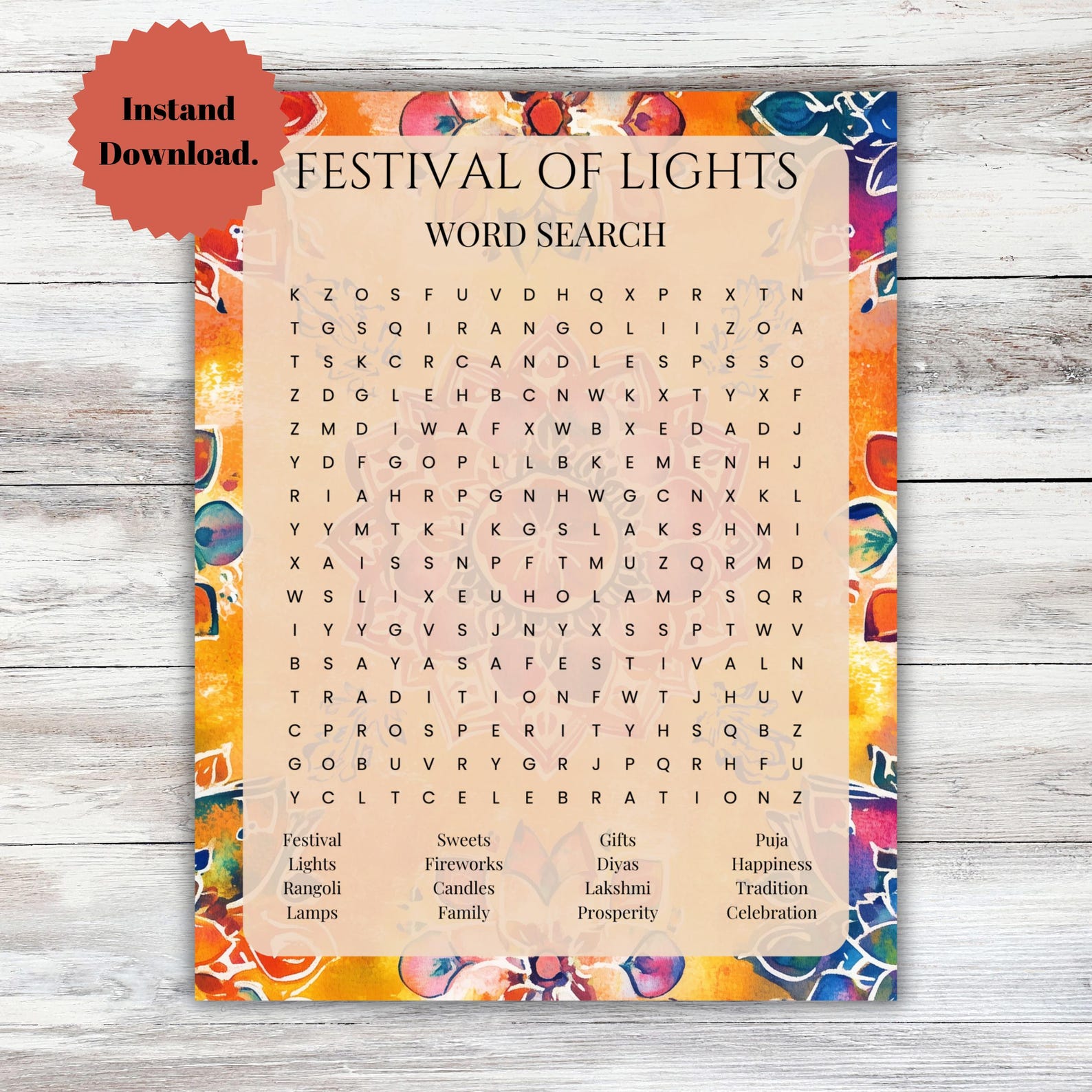 Diwali Word Search Puzzle Printable | Fun Educational Game | Festival ...