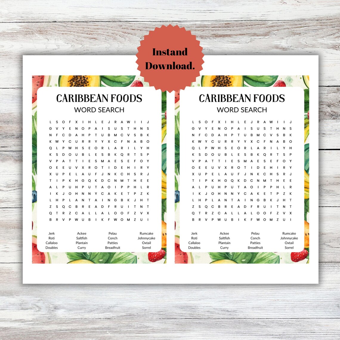Caribbean Foods Word Search Puzzle Printable | Fun Educational Game ...
