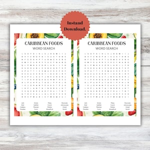 Caribbean Foods Word Search Puzzle Printable | Fun Educational Game ...
