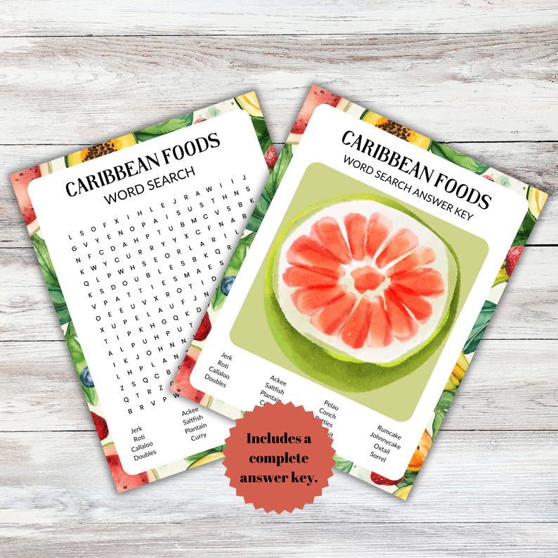 Caribbean Foods Word Search Puzzle Printable | Fun Educational Game ...