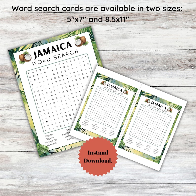 Jamaica Word Search Puzzle Printable | Fun Educational Game | Cultural ...