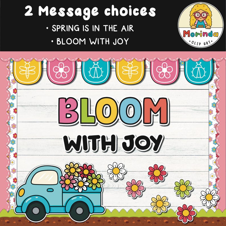 Spring Bulletin Board Printable | Flower Truck Bulletin Board | March ...